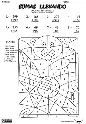Sumas de 2 sumandos y hasta 3 dígitos III - Actiludis