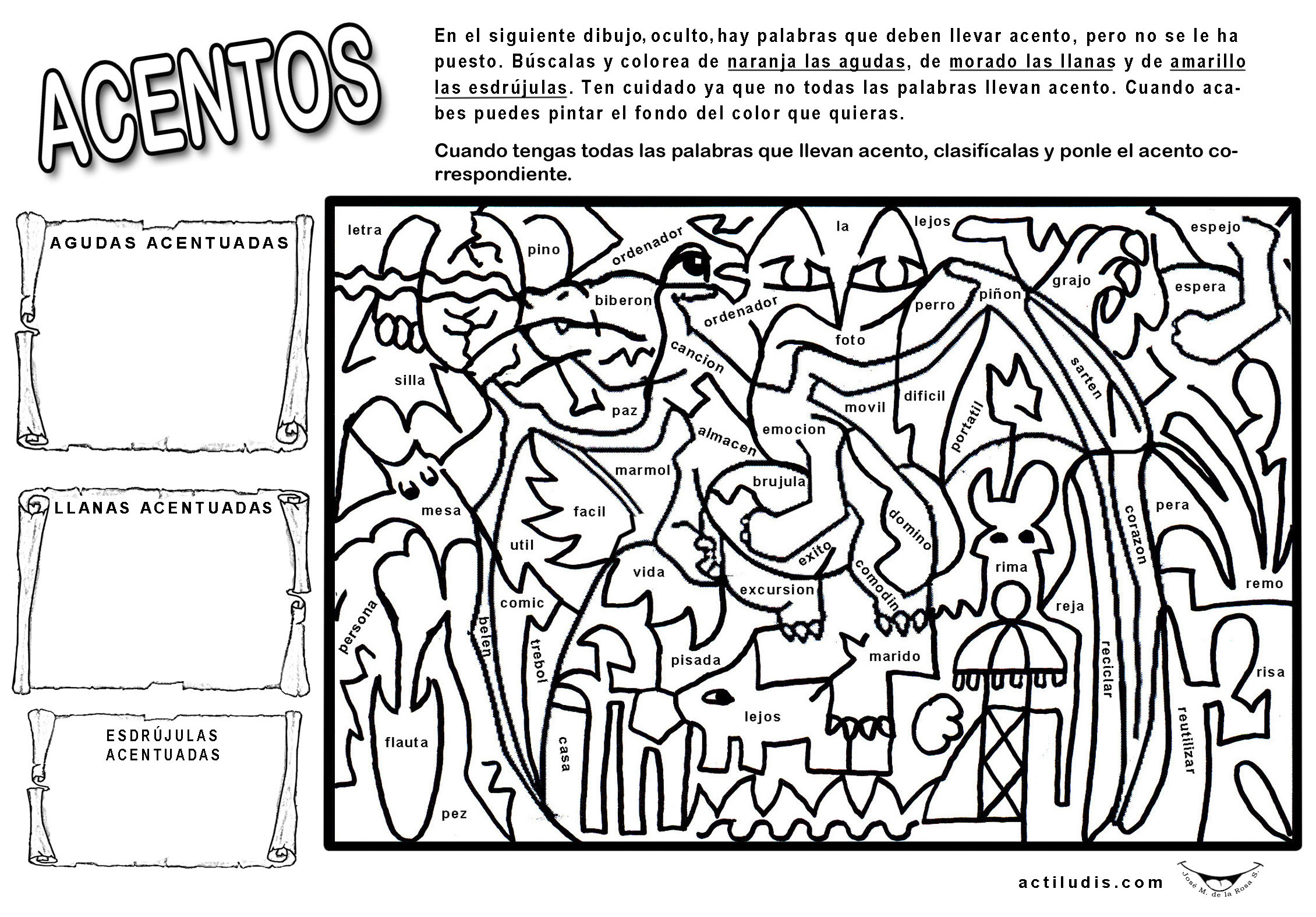 Juegos en fichas para palabras agudas, llanas y esdrújulas. - Actiludis