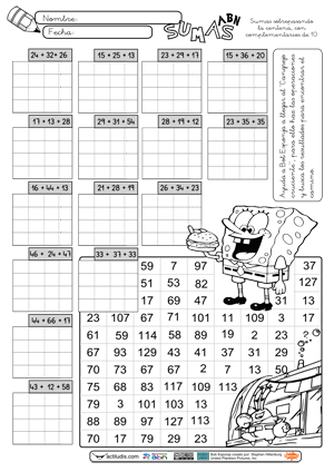 Sumas ABN de 3 sumandos de 2 dígitos III - Actiludis