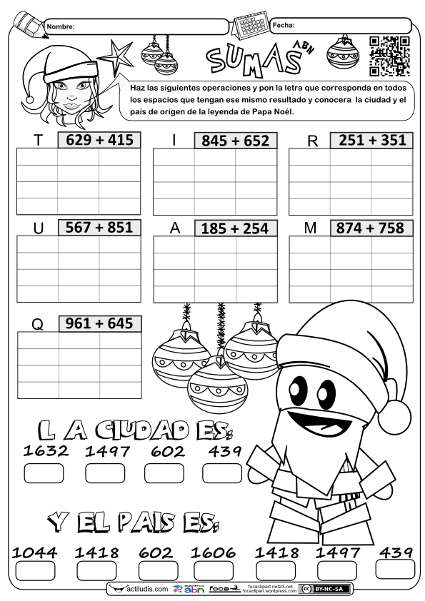 Descubrimos claves navideñas con sumas de 3 dígitos - Actiludis