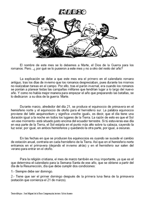 Comprensión lectora con el mes de marzo - Actiludis
