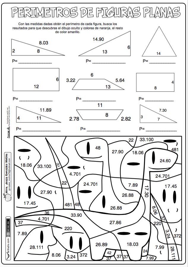 Cálculo de perímetros de figuras geométricas planas - Actiludis