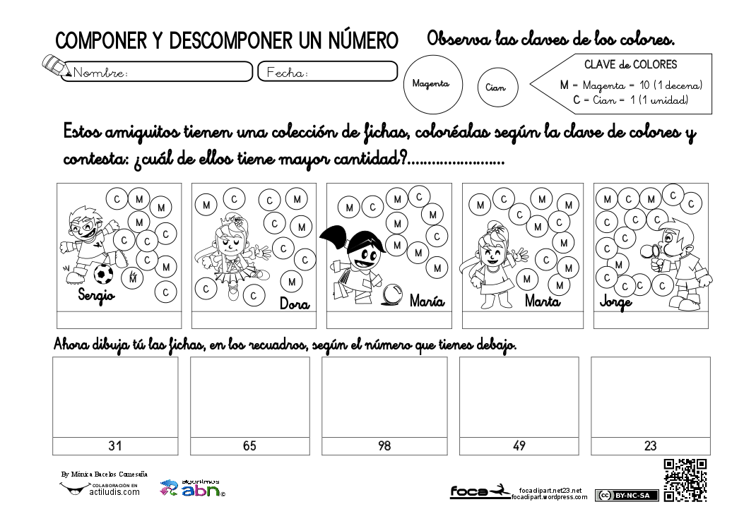 Componer y descomponer un número con claves - Actiludis