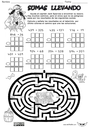 Sumas de 2 sumandos y hasta 3 dígitos III - Actiludis