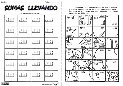 Sumas de 2 sumandos y hasta 3 dígitos III - Actiludis