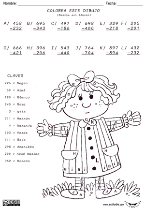 03 Restas 3 dígitos sin llevar 004 Vertical p - Actiludis