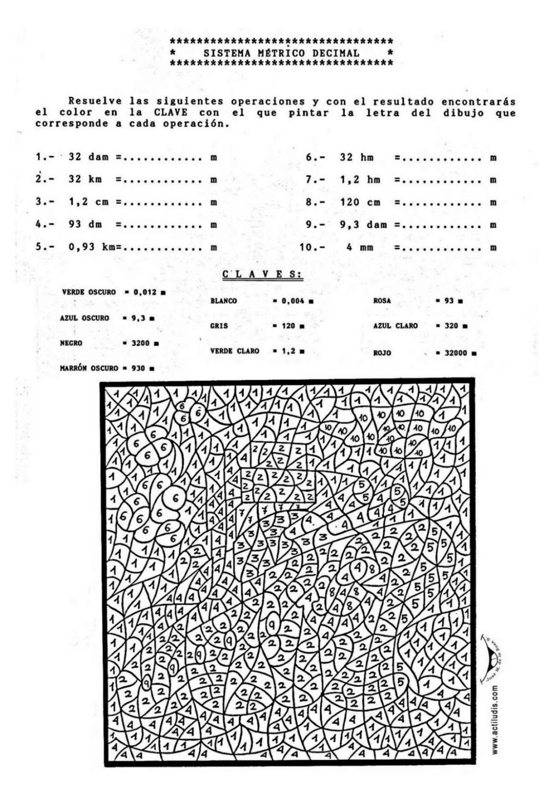 Conversiones en el sistema métrico decimal con unidades de longitud ...
