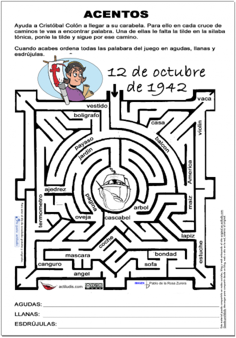 Ficha para trabajar los acentos - Actiludis