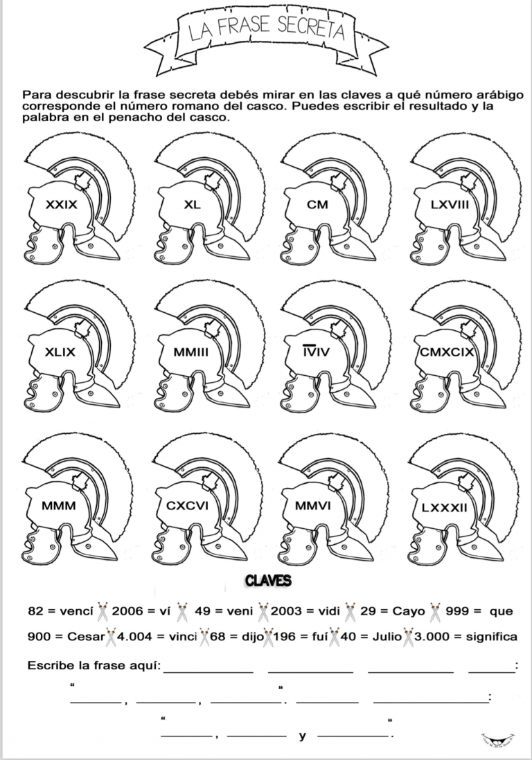Fichas para trabajar los números romanos - Actiludis