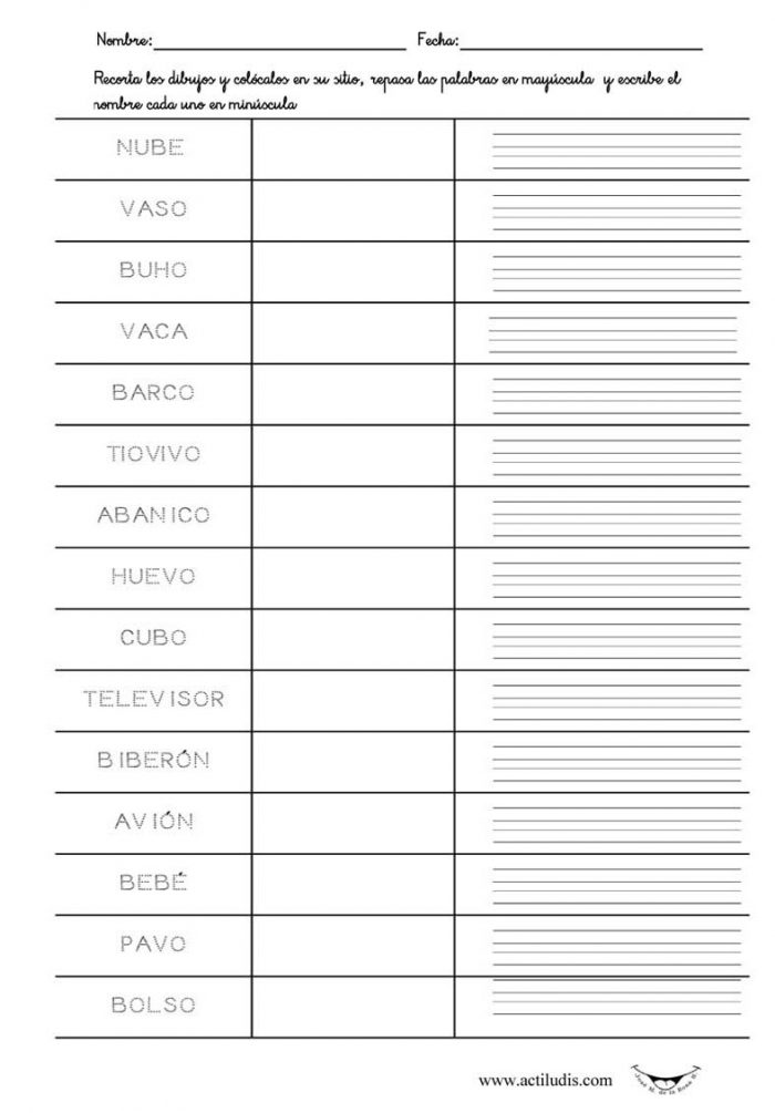 Primera ortografía con la "b" y "v" - Actiludis