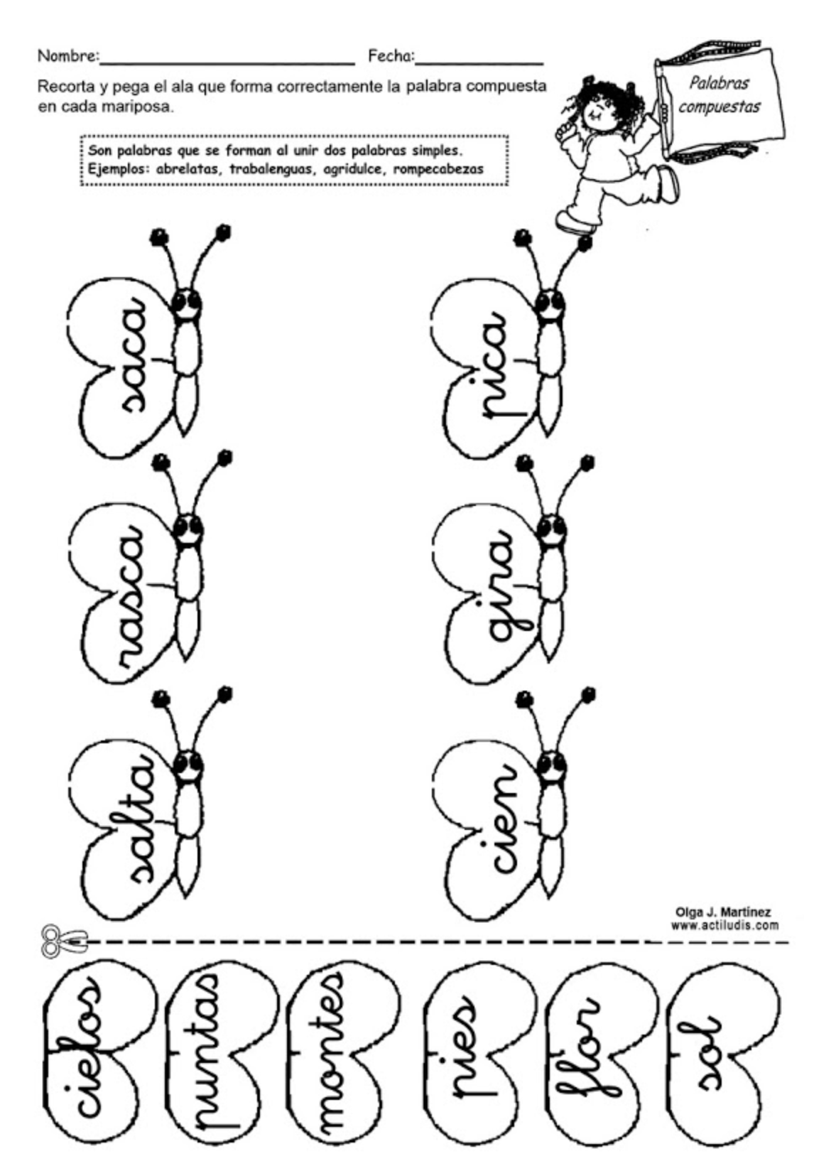 Mariposas para construir palabras compuestas - Actiludis