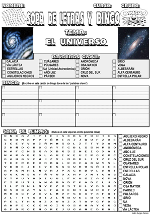 Recopilatorio de sopas de letras y bingos: La Tierra y el Universo ...
