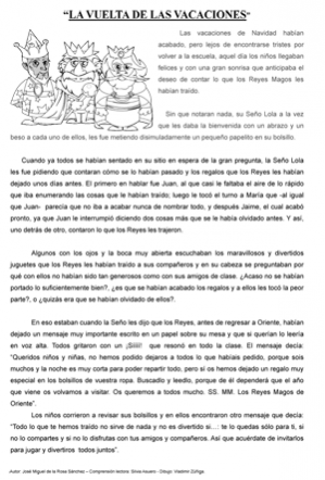 Lectura y comprensión con "La vuelta de vacaciones" - Actiludis