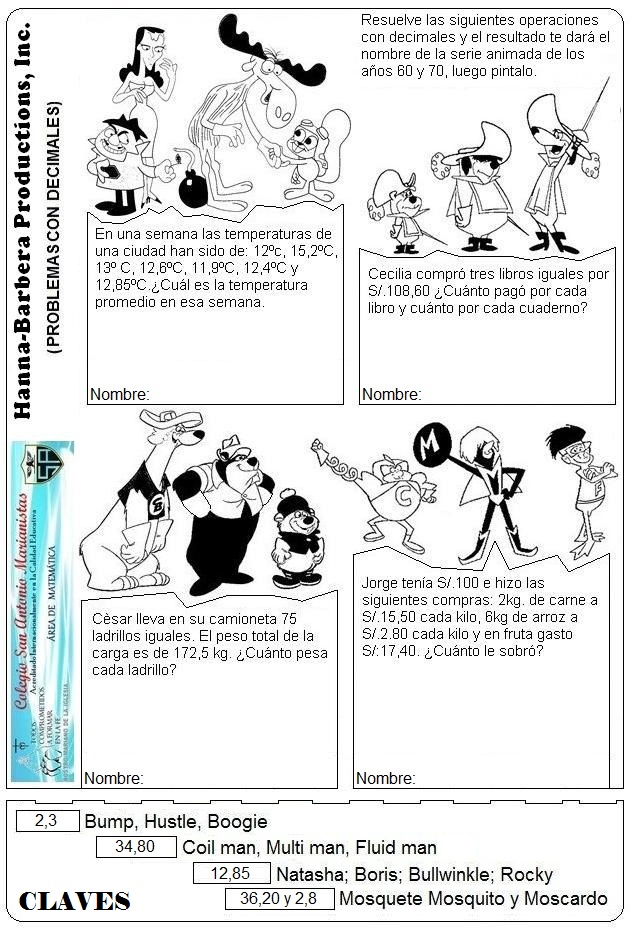 Problemas con números decimales - Actiludis