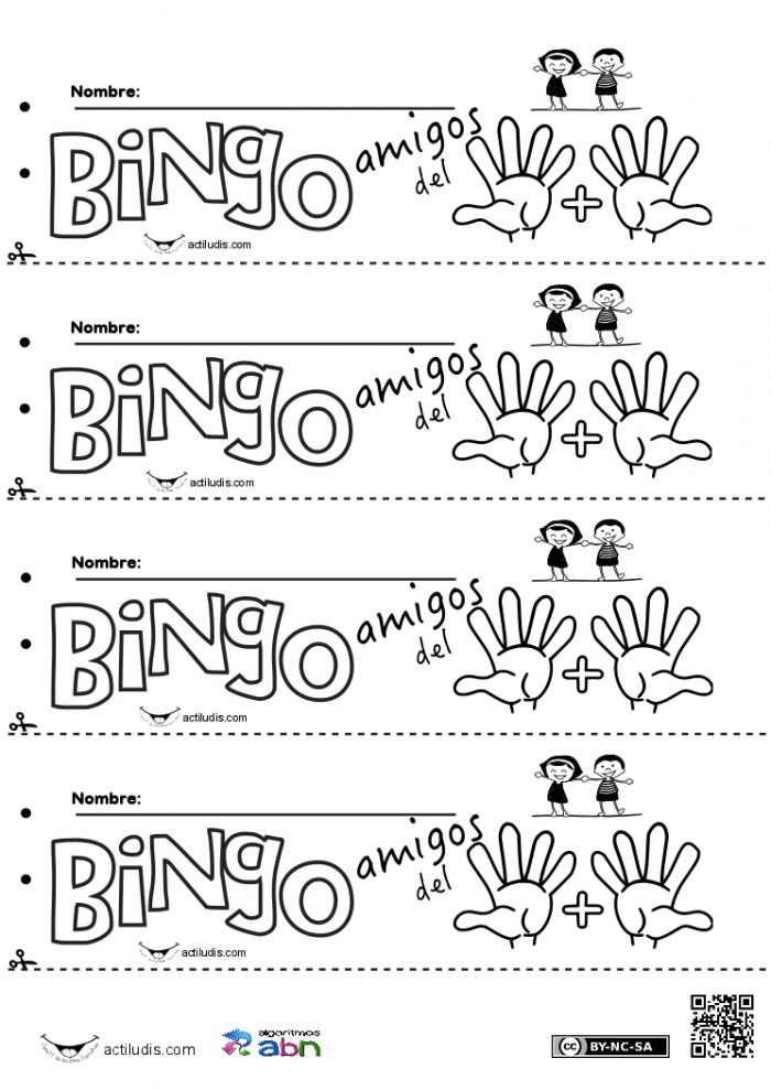 Bingo para jugar con los amigos del 10 y los dedos - Actiludis