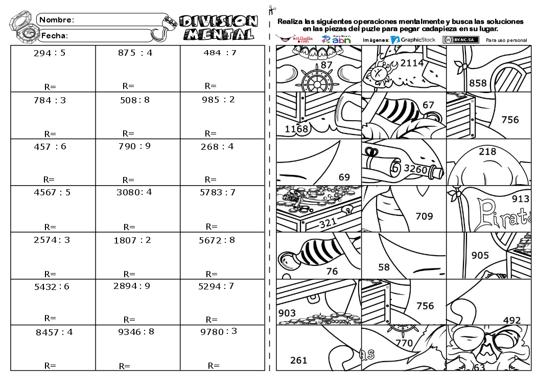 Divisiones con cálculo mental I - Actiludis