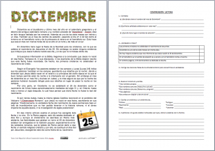 El nombre del mes de diciembre para comprensión lectora - Actiludis