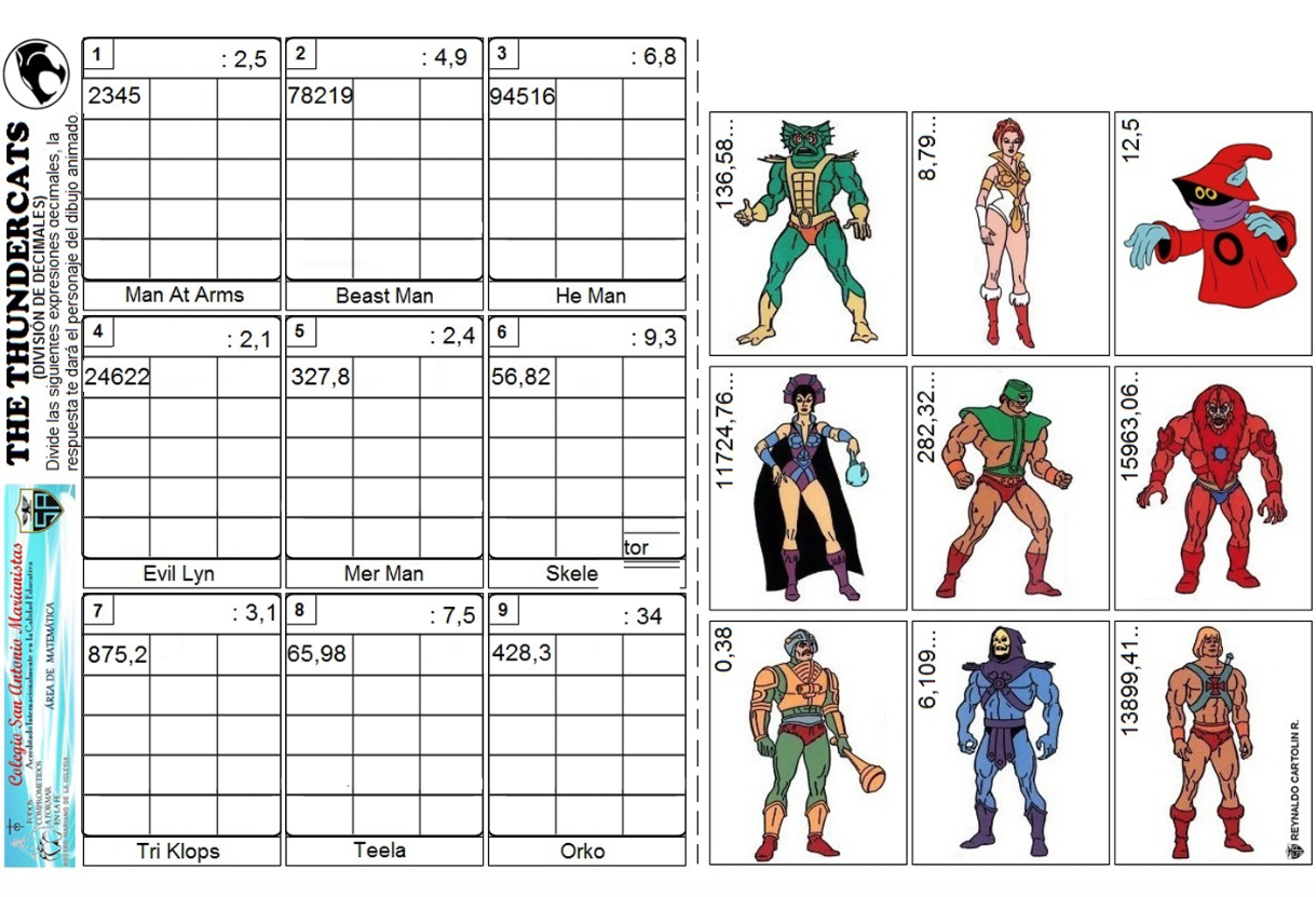 Divisiones con decimales IV con Thundercats - Actiludis