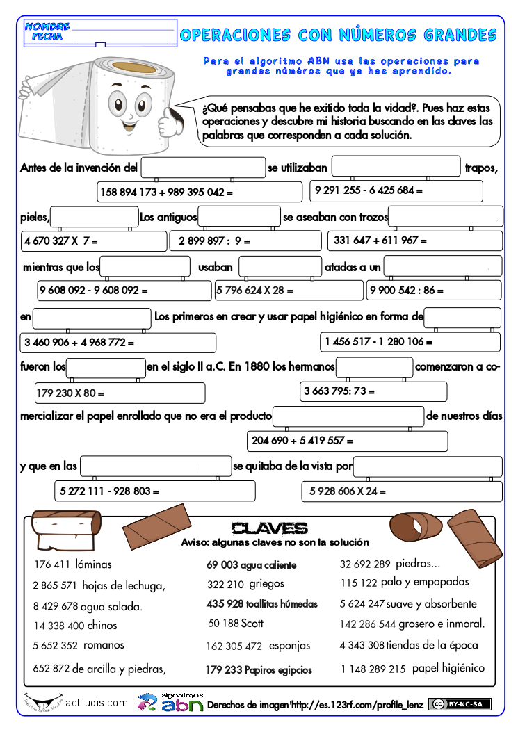 Operaciones con grandes números - Actiludis