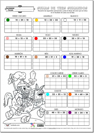 Sumas 3 sumandos - Actiludis