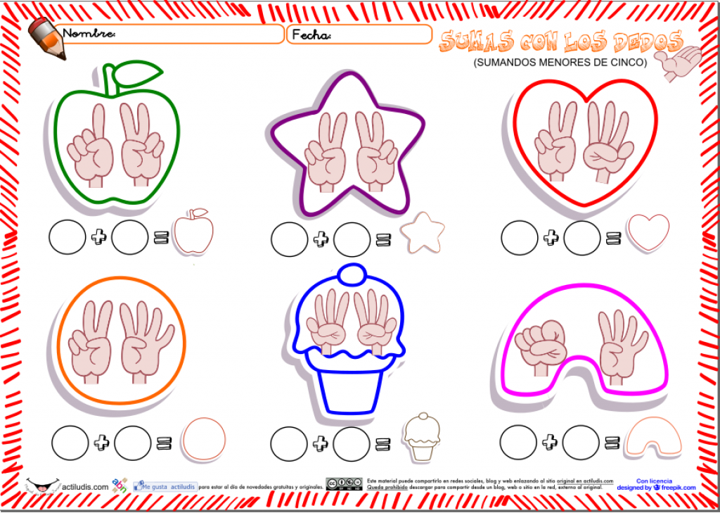 Suma con los dedos - Actiludis