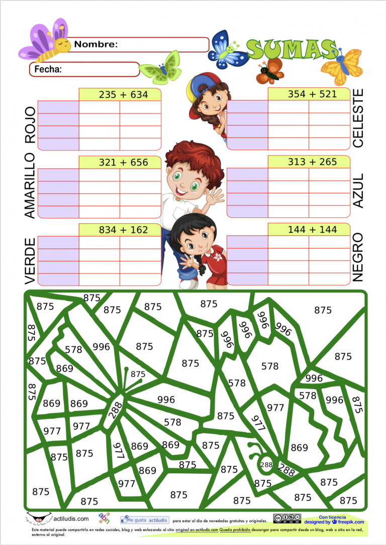 Sumas de dos sumandos de tres cifras - Actiludis