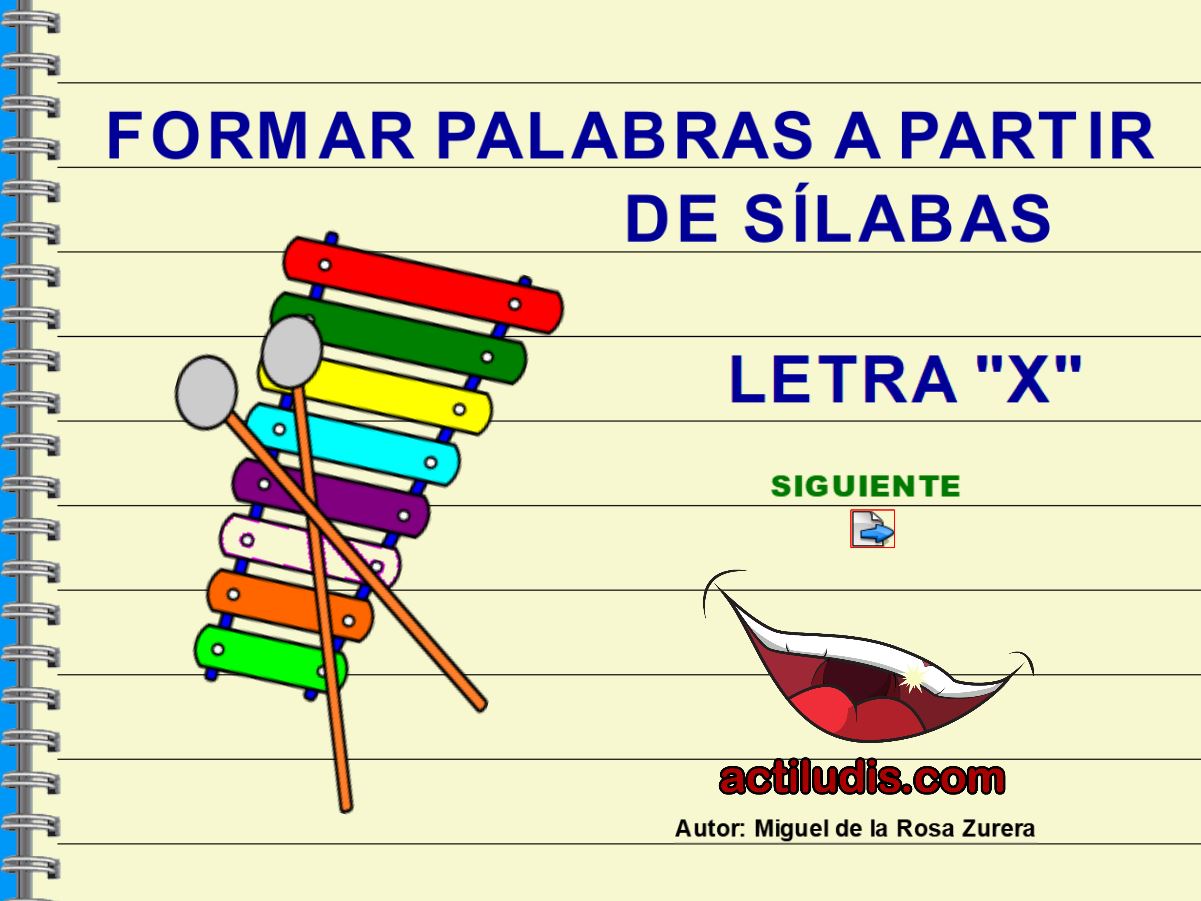 Ordenar sílabas para formar palabras con «X» en la PDI - Actiludis