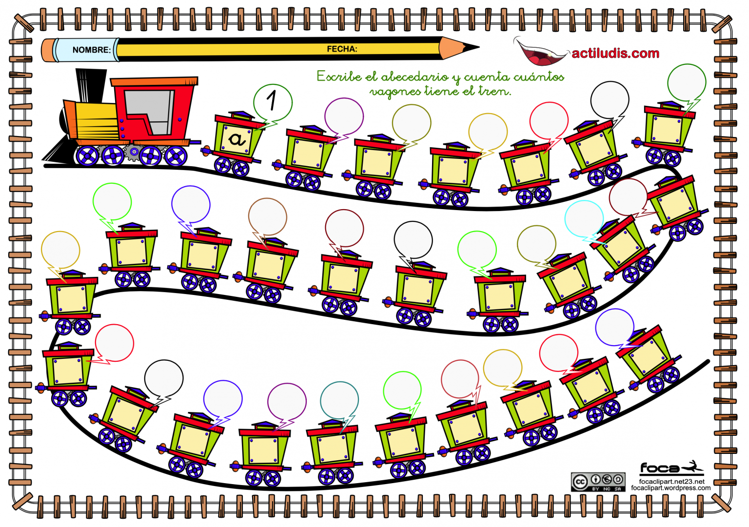 El tren del abecedario numerado - Actiludis