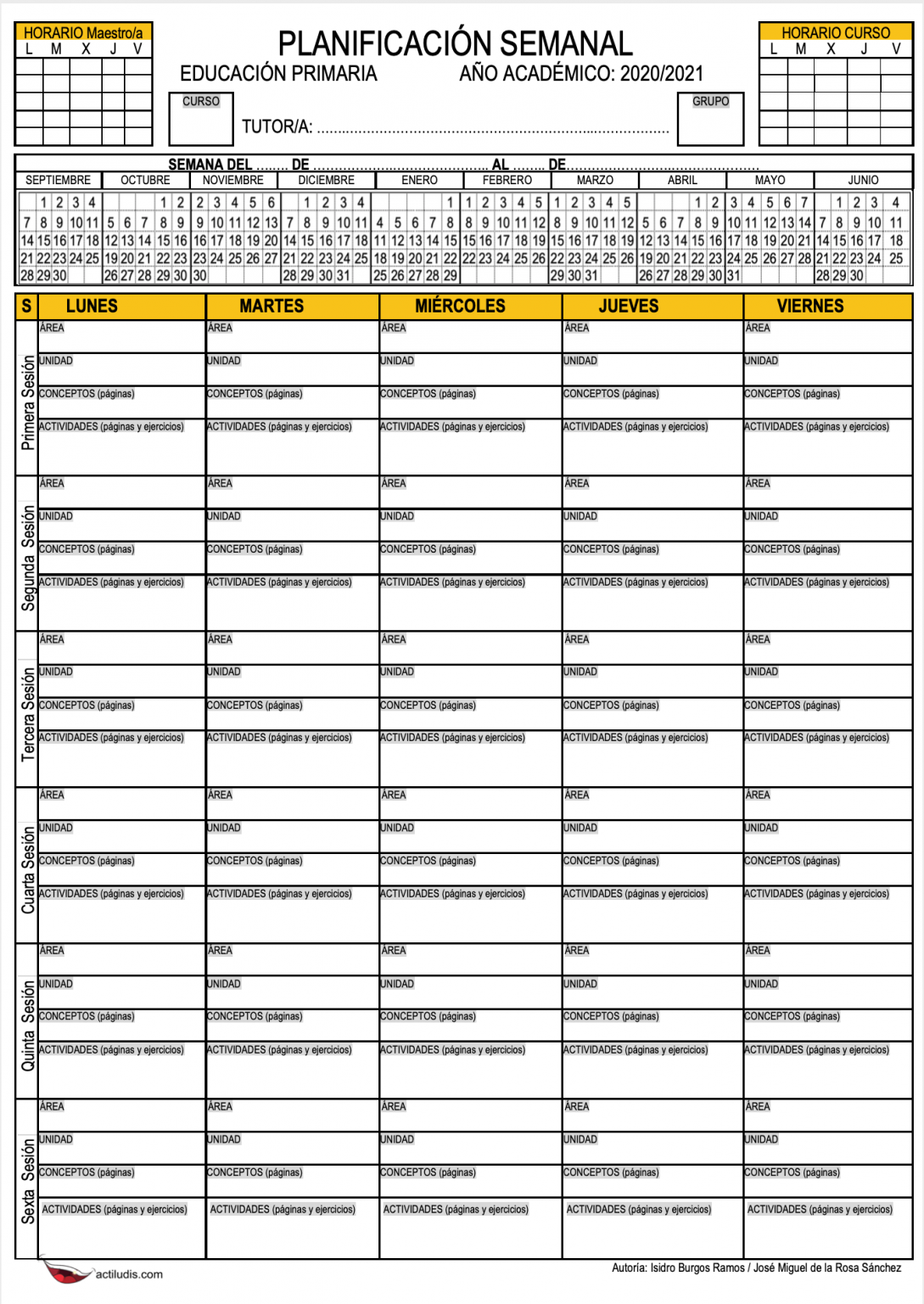 Planificación semanal, quincenal de aula Curso 2022/23 - Actiludis