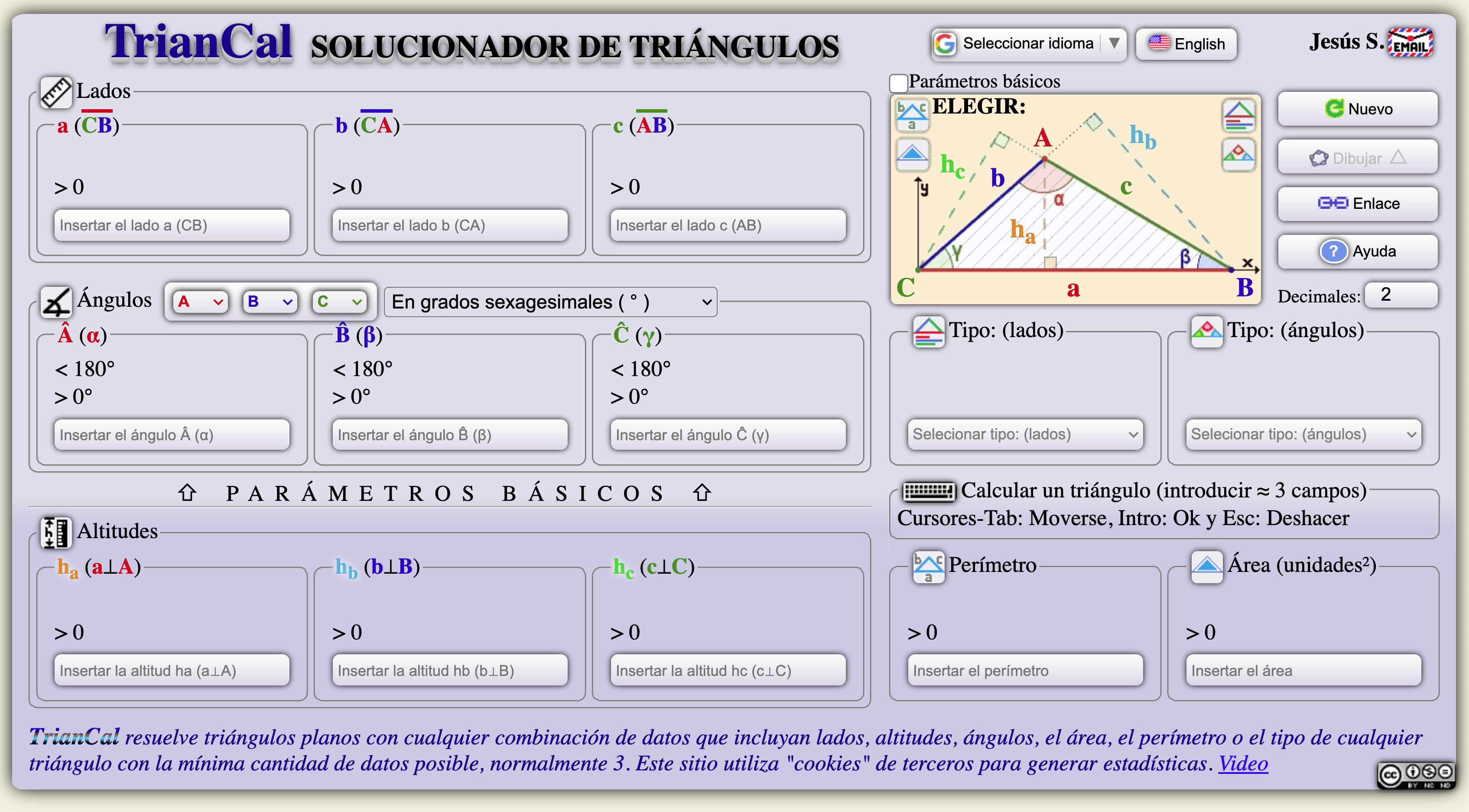 TrianCal: Calculadora de triángulos en línea - Actiludis