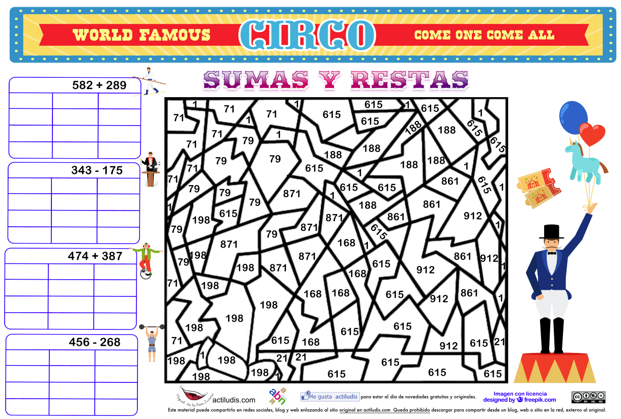 Sumas y restas con centenas XII - Actiludis