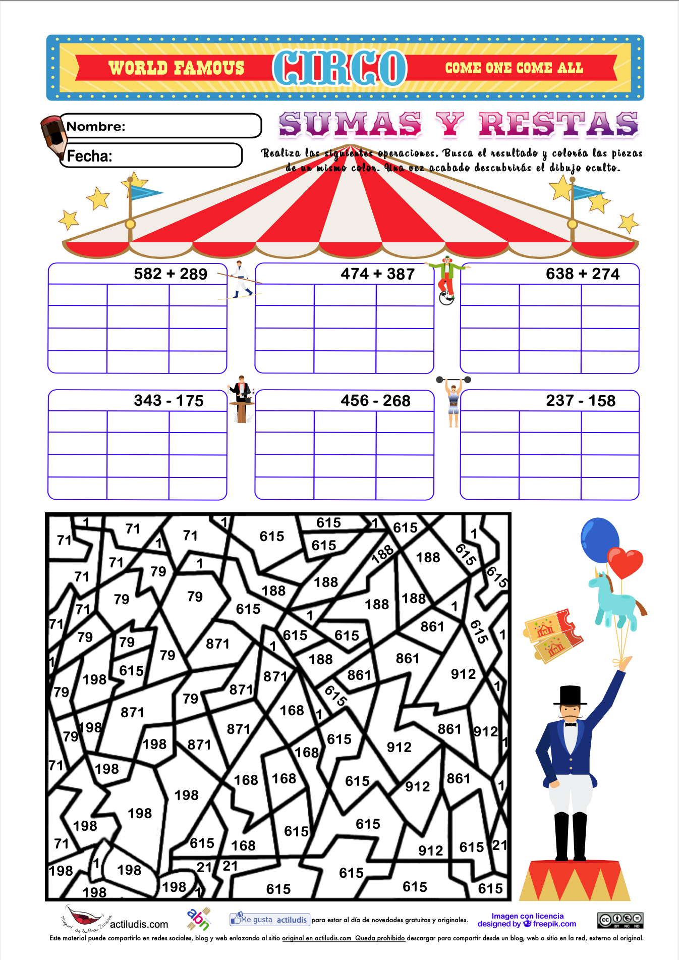 Sumas y restas con centenas XII - Actiludis