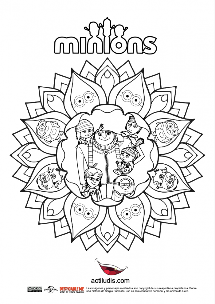 Mandala con los personajes de los Minions - Actiludis