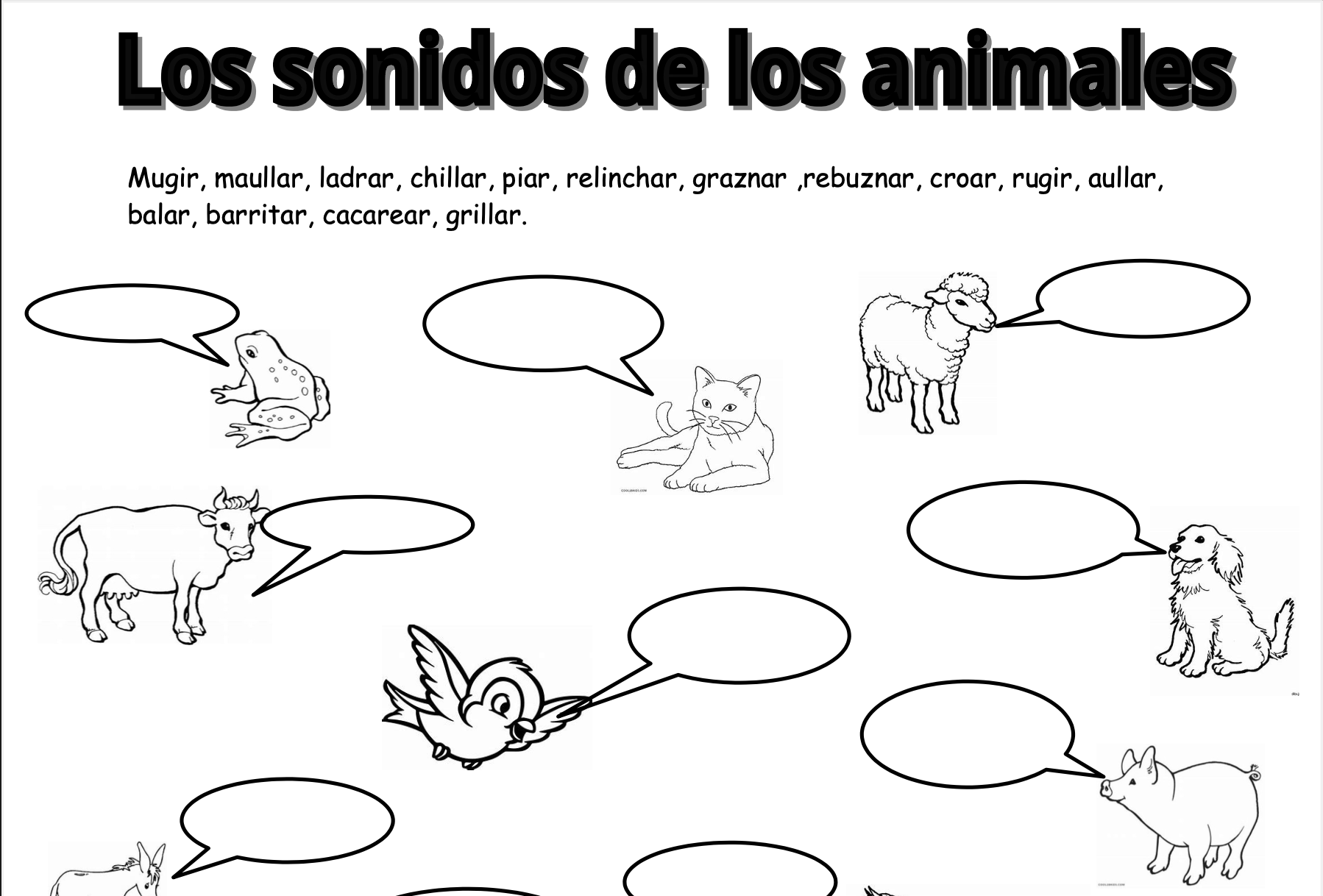 El nombre de los sonidos de los animales - Actiludis