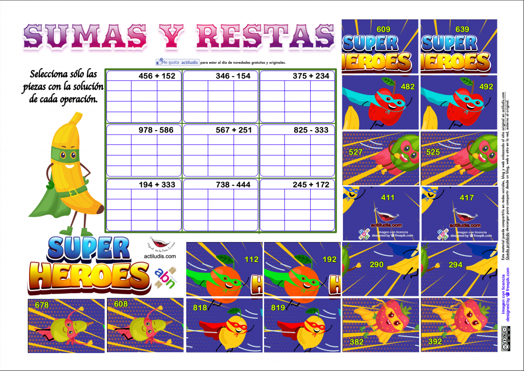 Sumas y restas con centenas XI - Actiludis