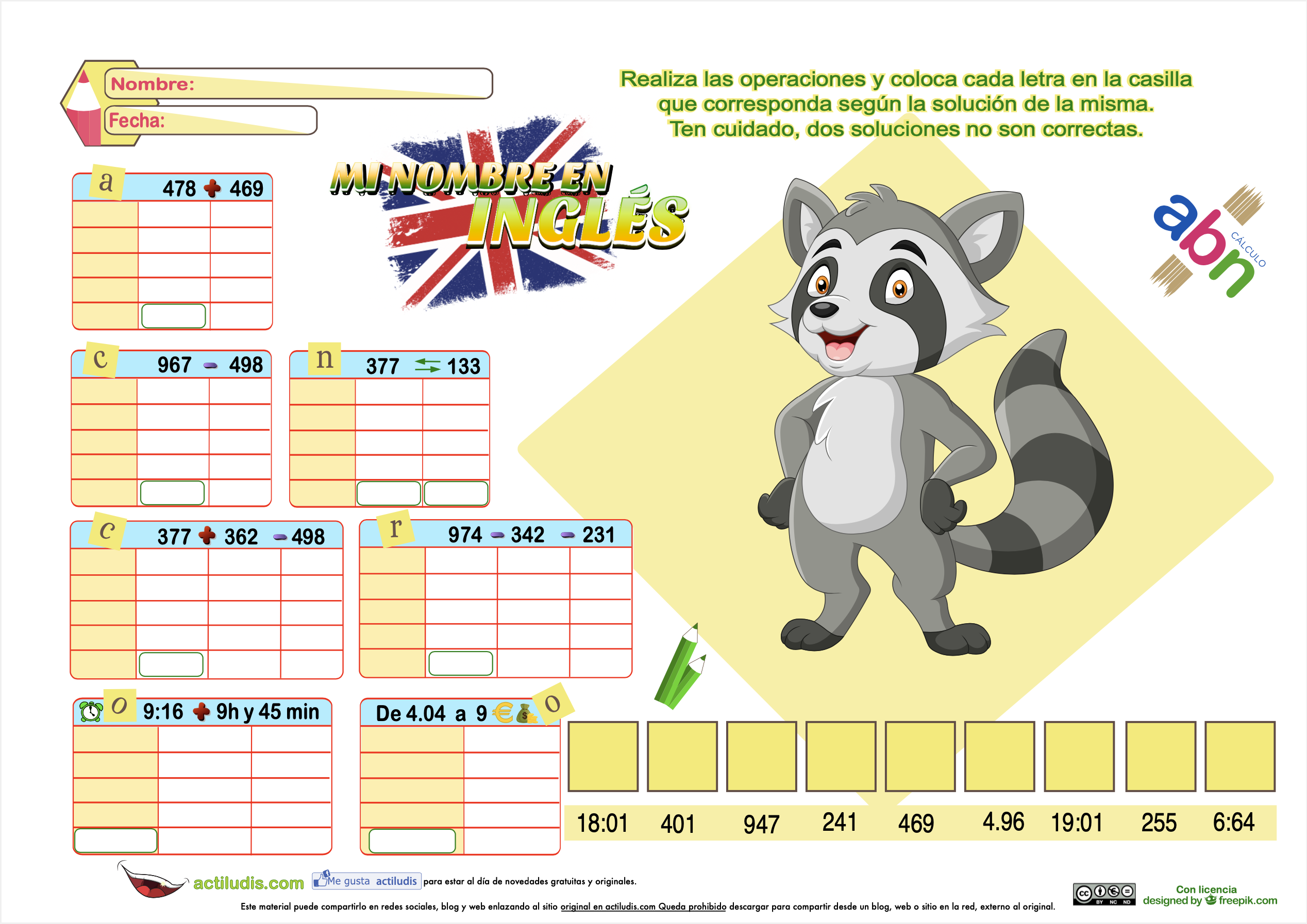 Cálculo con operaciones variadas ABN - Actiludis