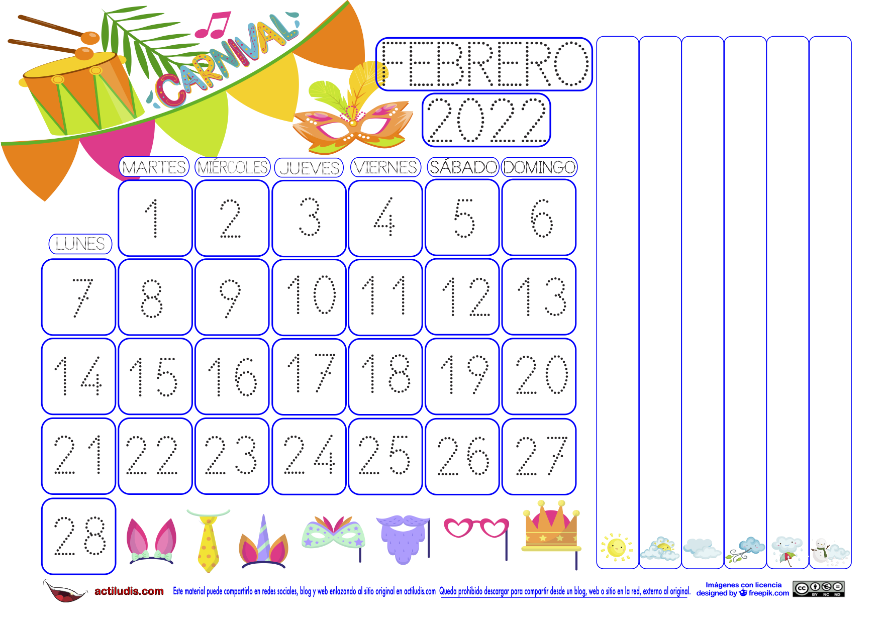 Calendario Febrero 2022