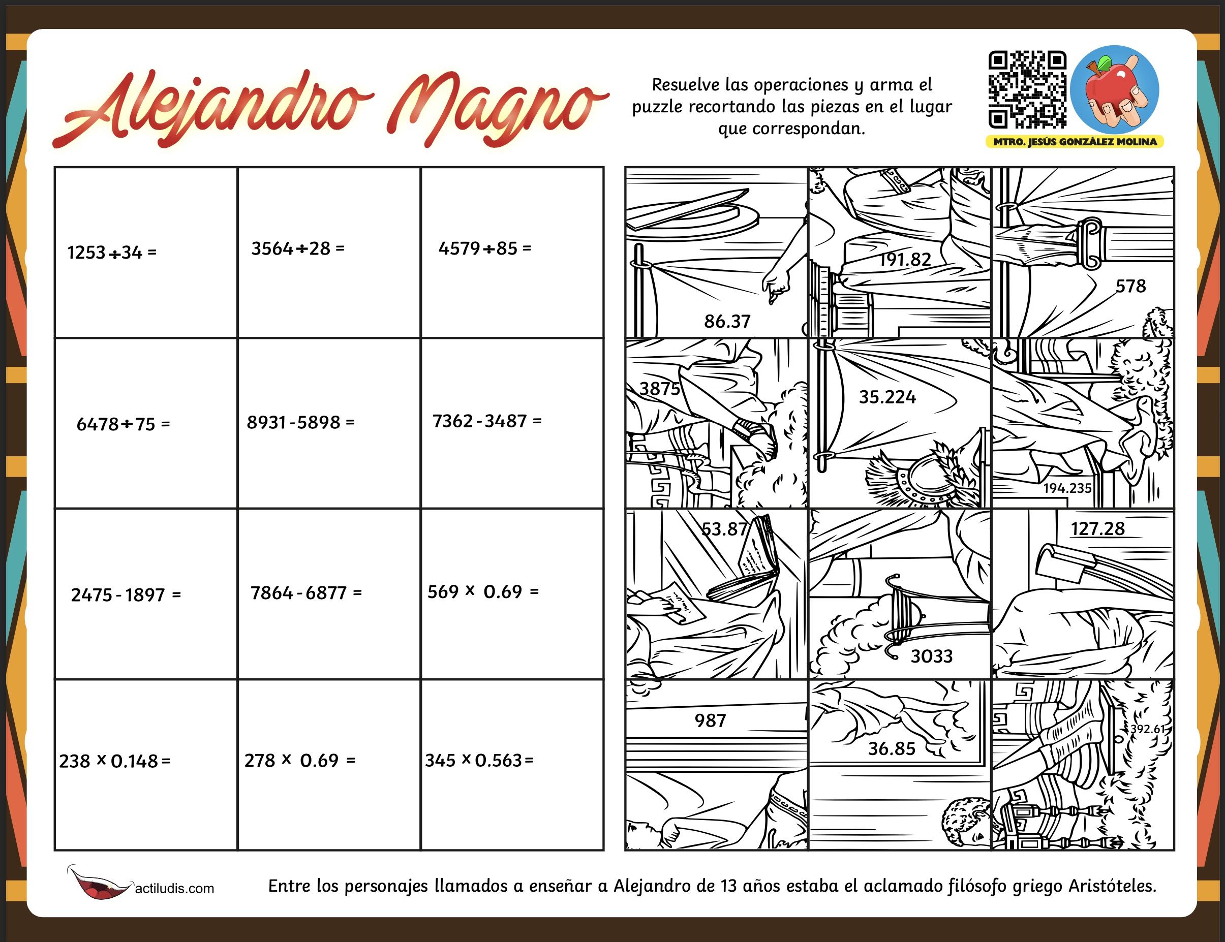 Repaso de calculo variado de millares y con decimales - Actiludis