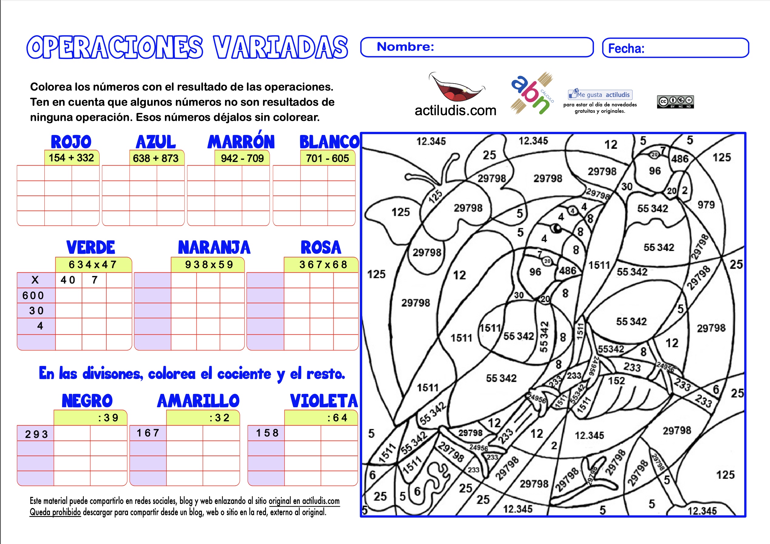 Operaciones variadas hasta las centenas - Actiludis