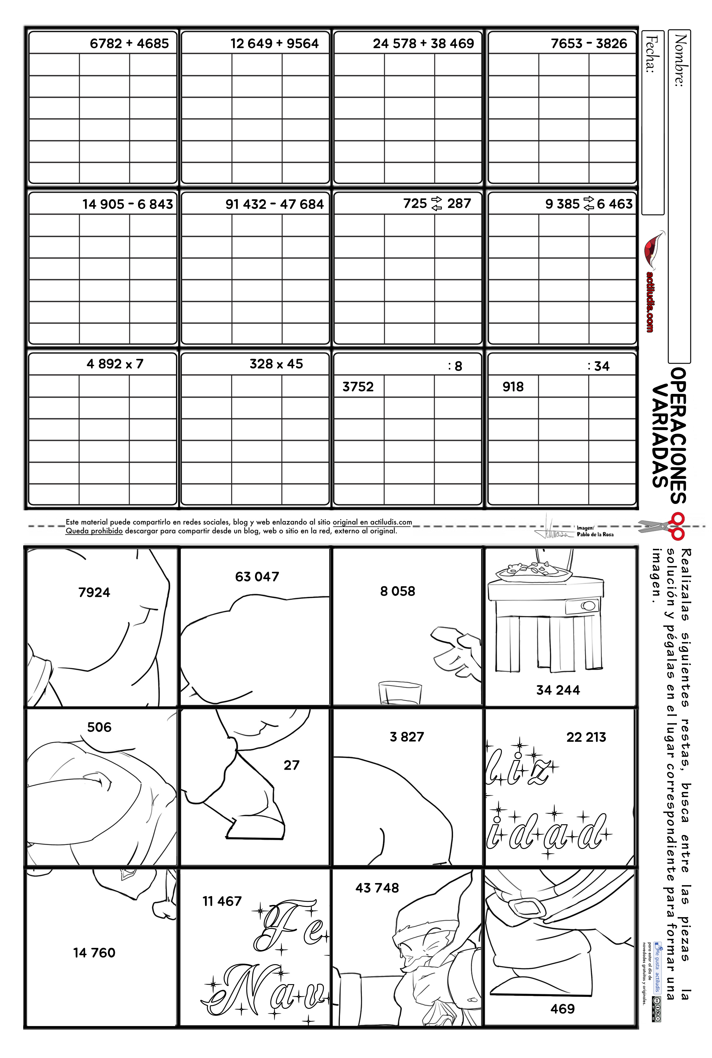 Operaciones varidas con temática Navideña - Actiludis