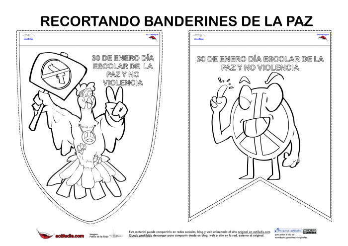 Psicomotricidad recortando banderines para el Día Escolar de la Paz y ...