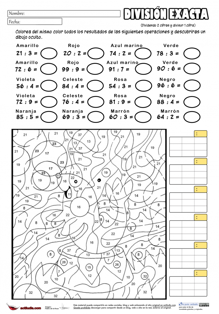 Recopilatorio de divisiones con dividendo de hasta 2 cifras y divisor ...