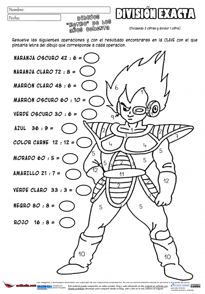 División de dos cifras entre una, exacta - Actiludis