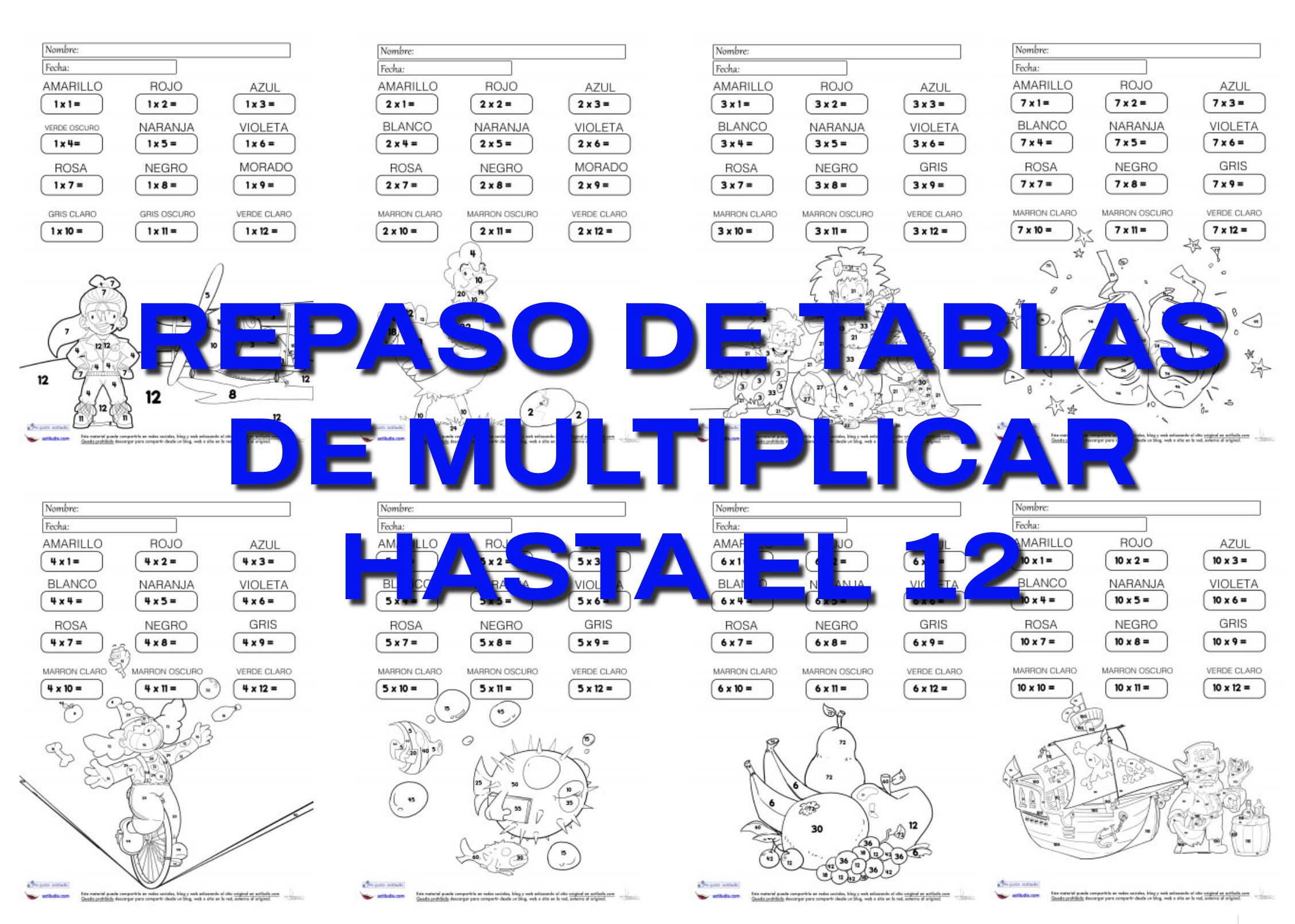 Nuevas actividades de las tablas de multiplicar del 1 al 12 - Actiludis