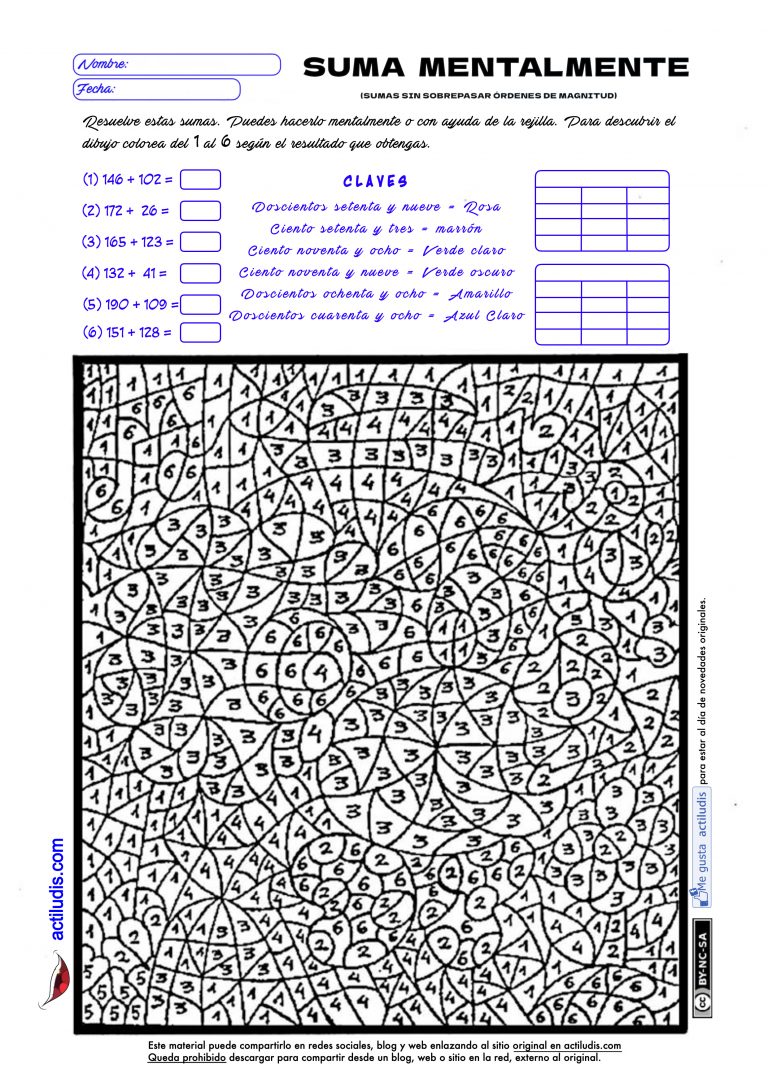 Sumas de 2 sumandos de hasta 3 dígitos (Sin llevar) - Actiludis