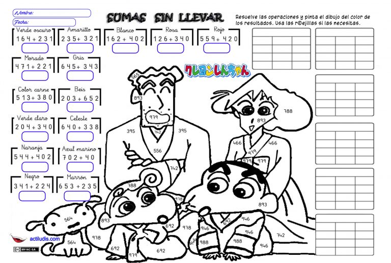 Sumas de 2 sumandos de hasta 3 dígitos (Sin llevar) - Actiludis