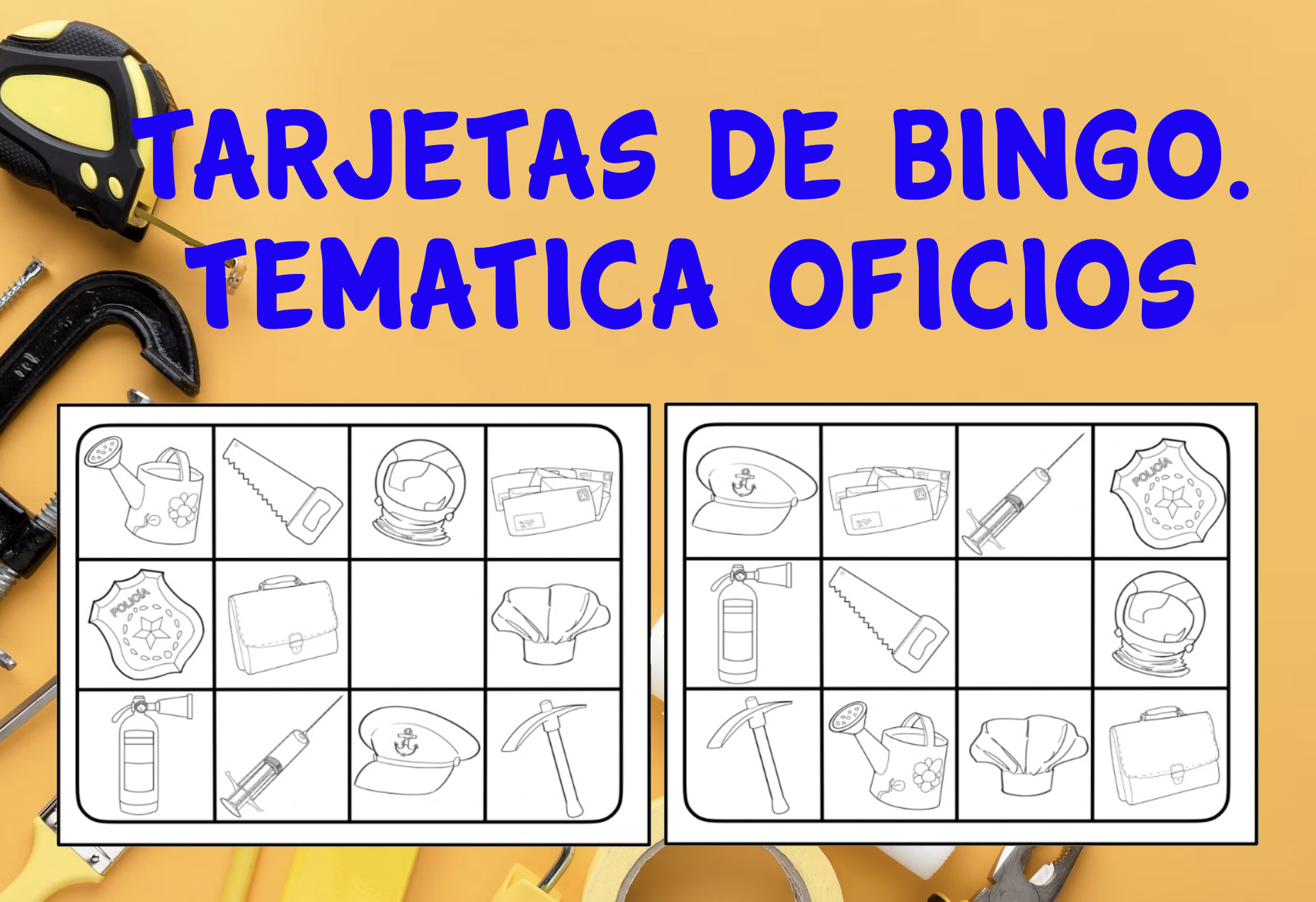 Tarjetas de bingo para los oficios - Actiludis