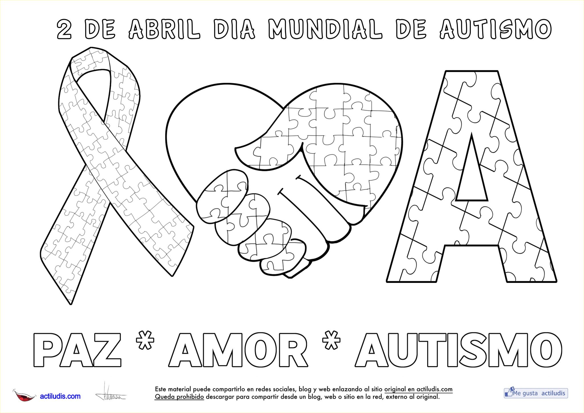Dibujos para colorear y conmemorar el día mundial del autismo - Actiludis