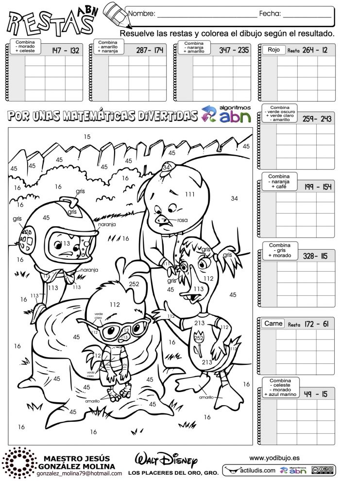 Recopilatorio de restas con centenas sin rebasar órdenes de magnitud ...