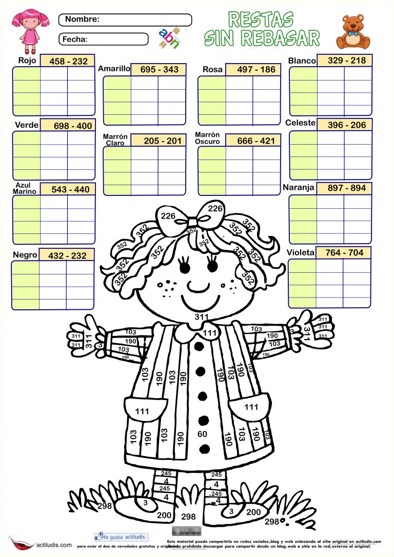 Recopilatorio de restas con centenas sin rebasar órdenes de magnitud ...